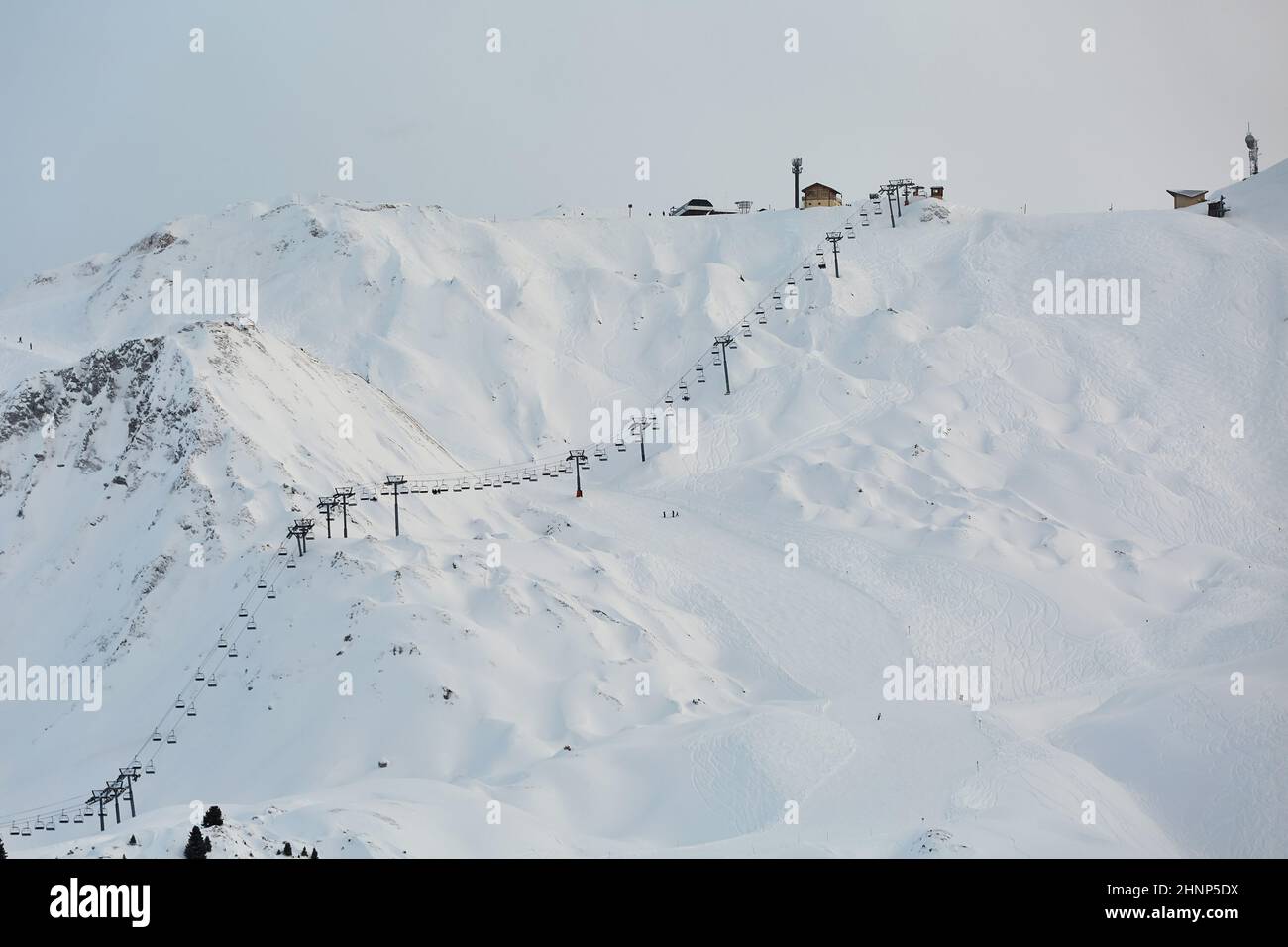Skiing slope in the French Alpes, Paradiski, La Plagne Stock Photo - Alamy