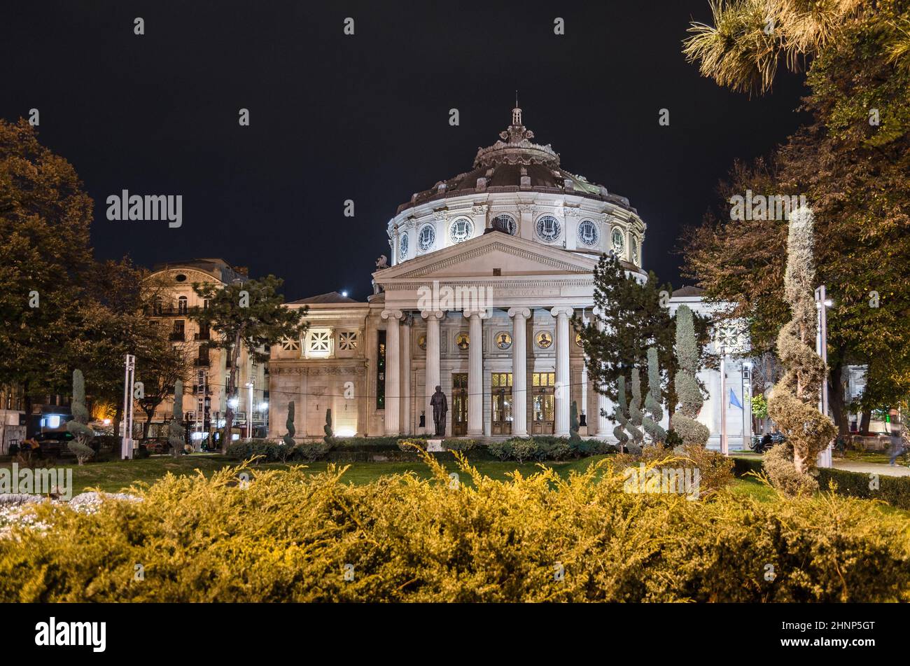 Night view of a landmark in Bucharest, Romania Stock Photo - Alamy