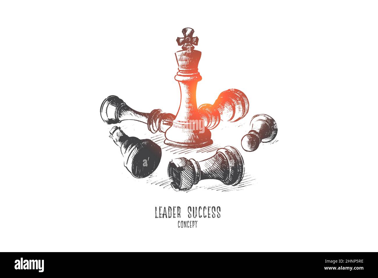 Leader success concept. Hand drawn queen chess figure as symbol of ...