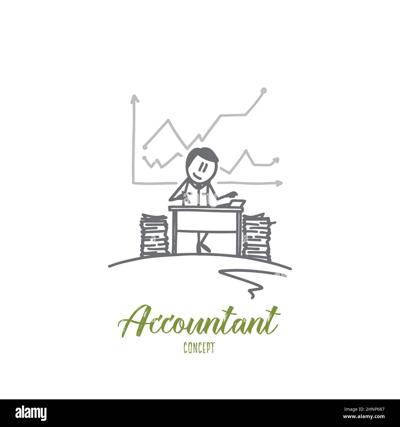 Accountant concept. Hand drawn job of accountant. Person accounting at ...