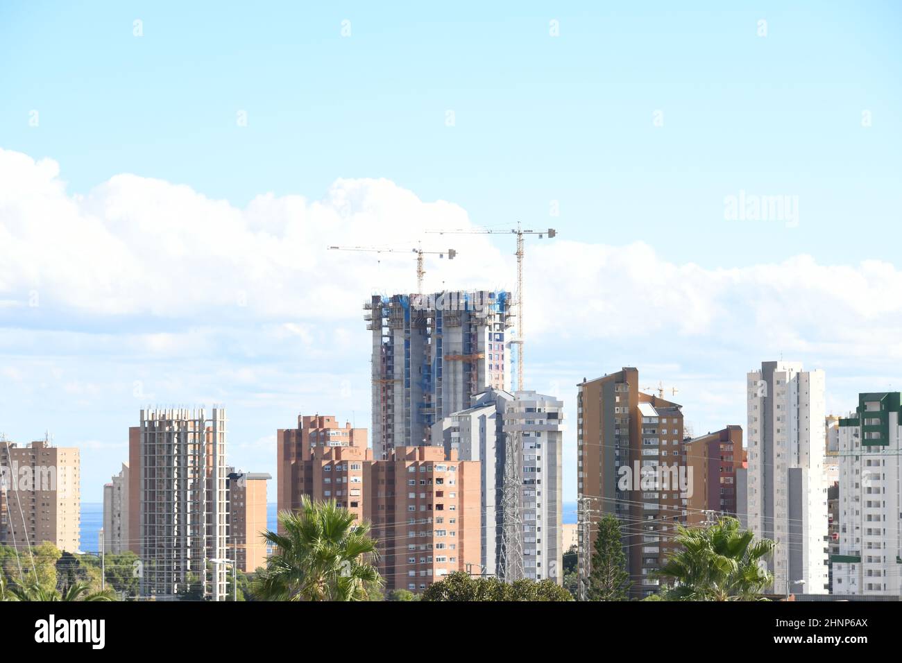 the skyline, house facades of Benidorm – Cala Finestrat -, Alicante ...