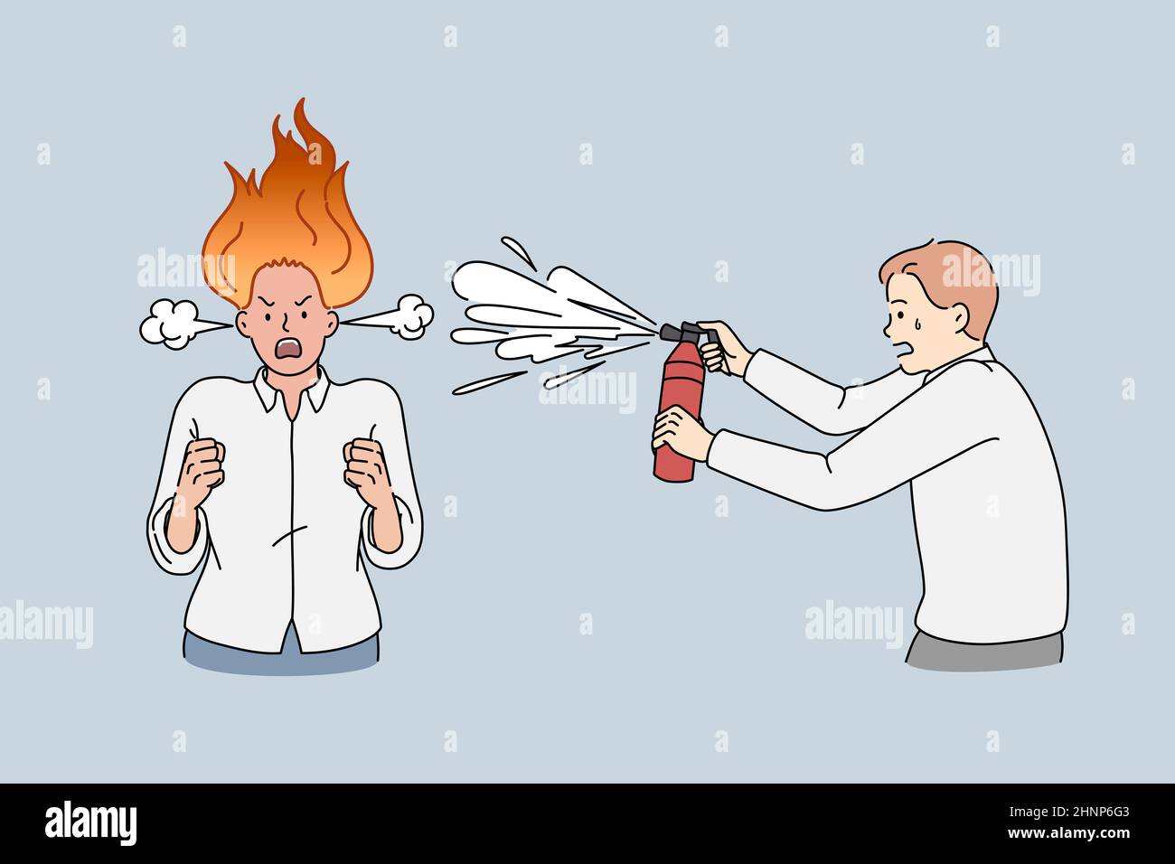 Furious business lady burning and shouting. Vector concept illustration ...