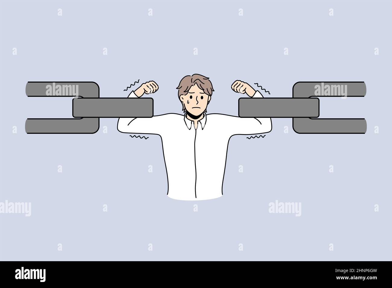 Businessman in chain solving supply industrial problem. Vector concept ...