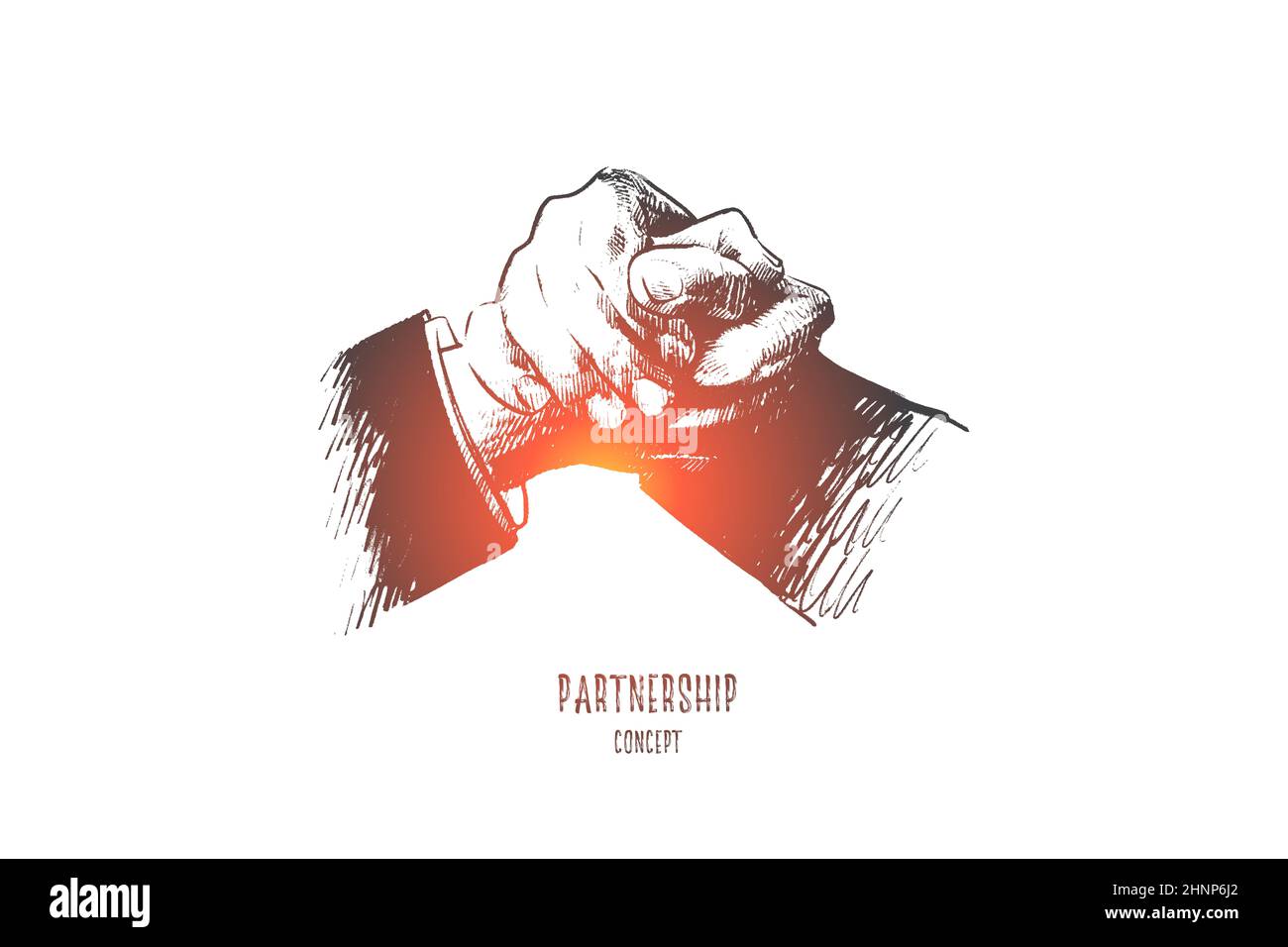 Partnership concept. Hand drawn friendly handshake between business ...