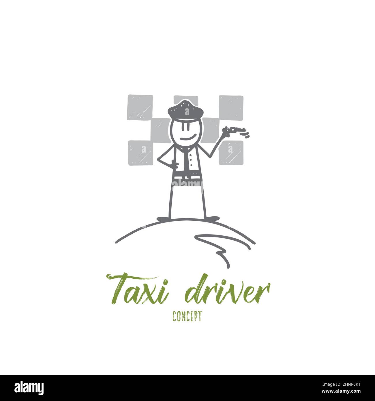 Taxi driver concept. Hand drawn male taxi driver with keys. Man in ...