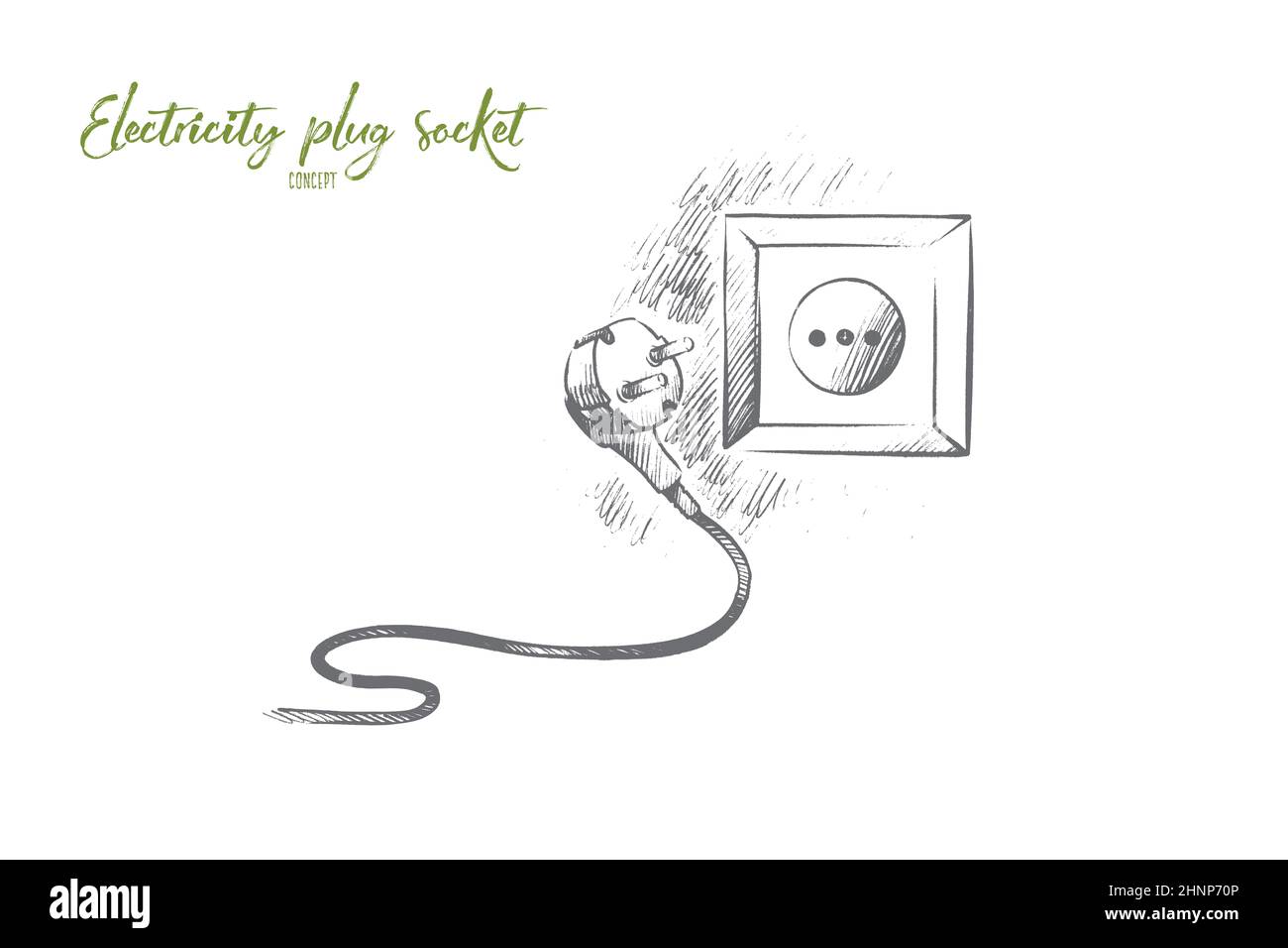 Electricity plug socket concept. Hand drawn electric socket and plug ...