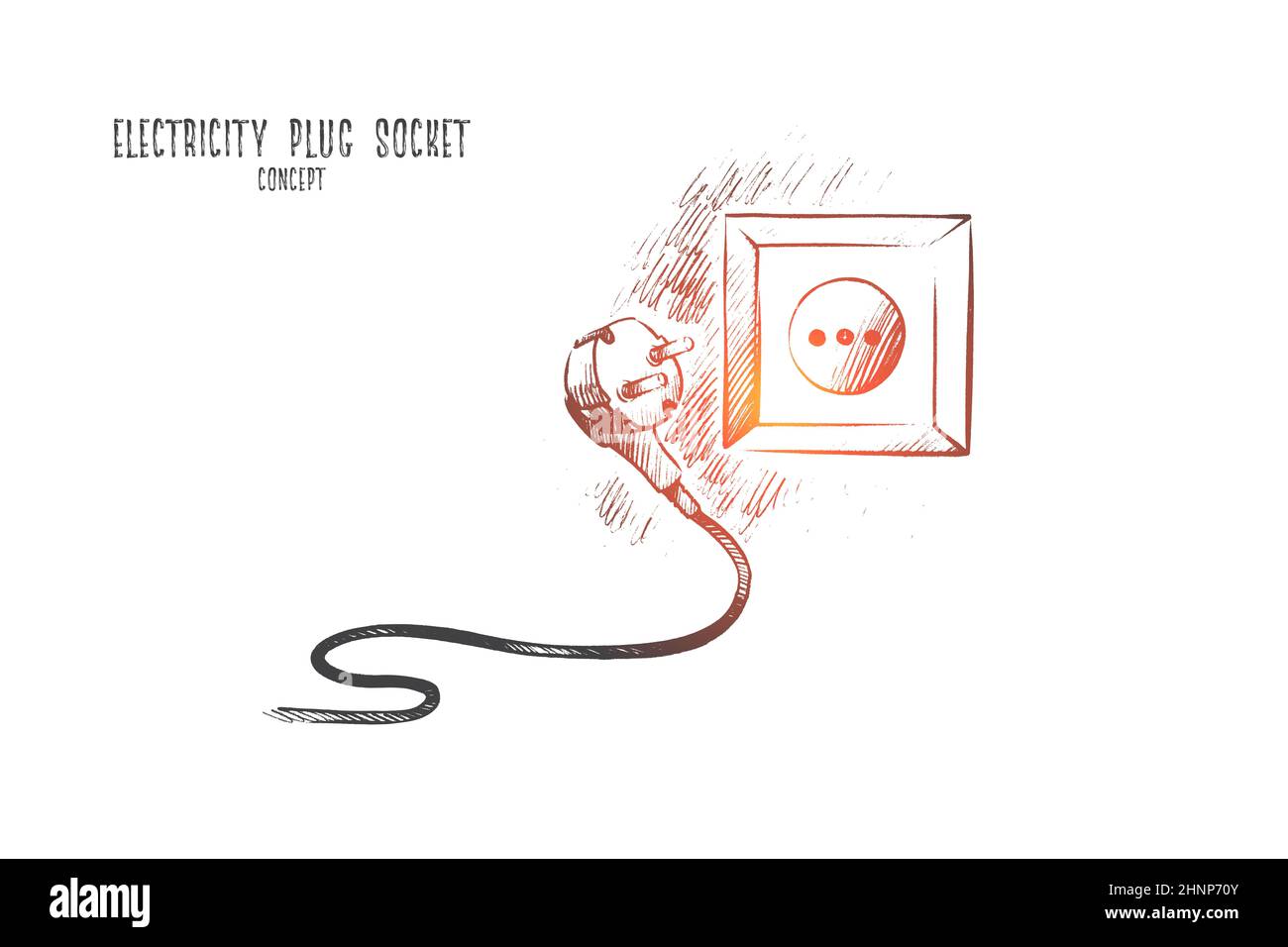 Electricity plug socket concept. Hand drawn electric socket and plug ...