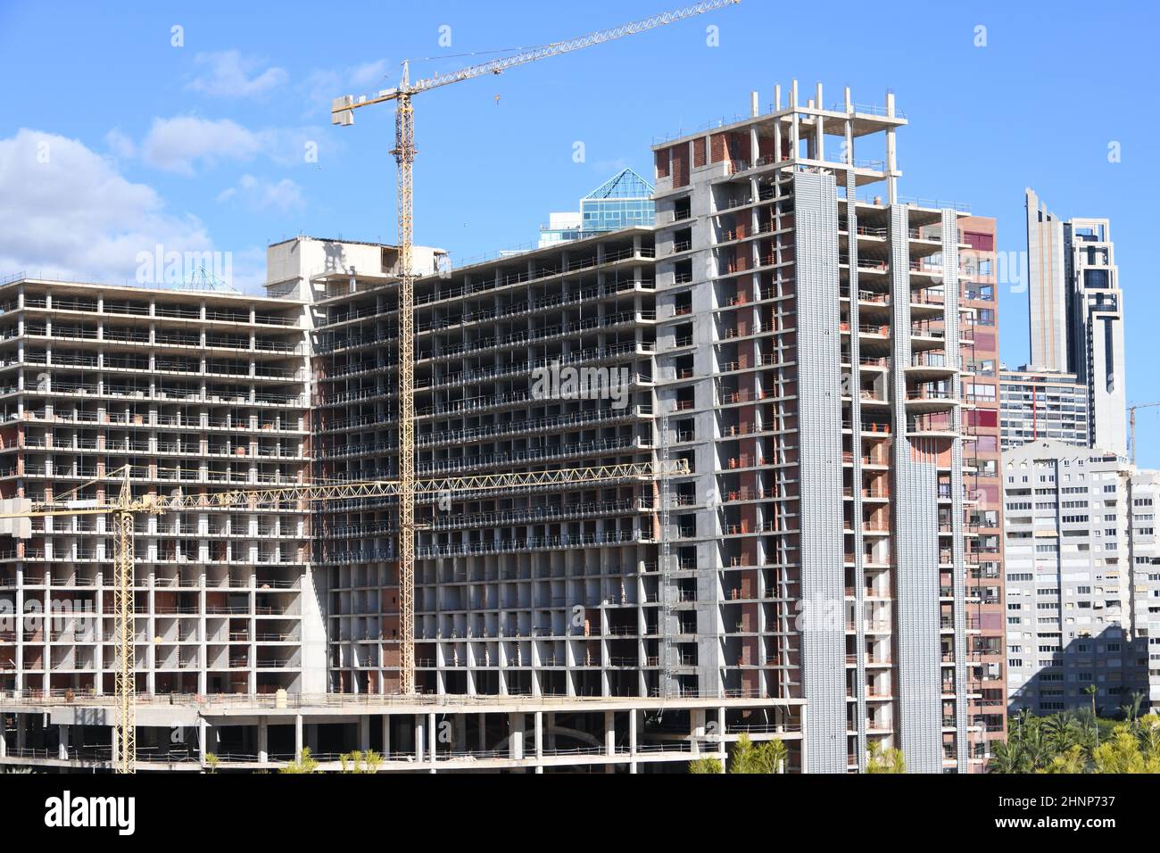 the skyline, house facades of Benidorm – Cala Finestrat -, Alicante ...