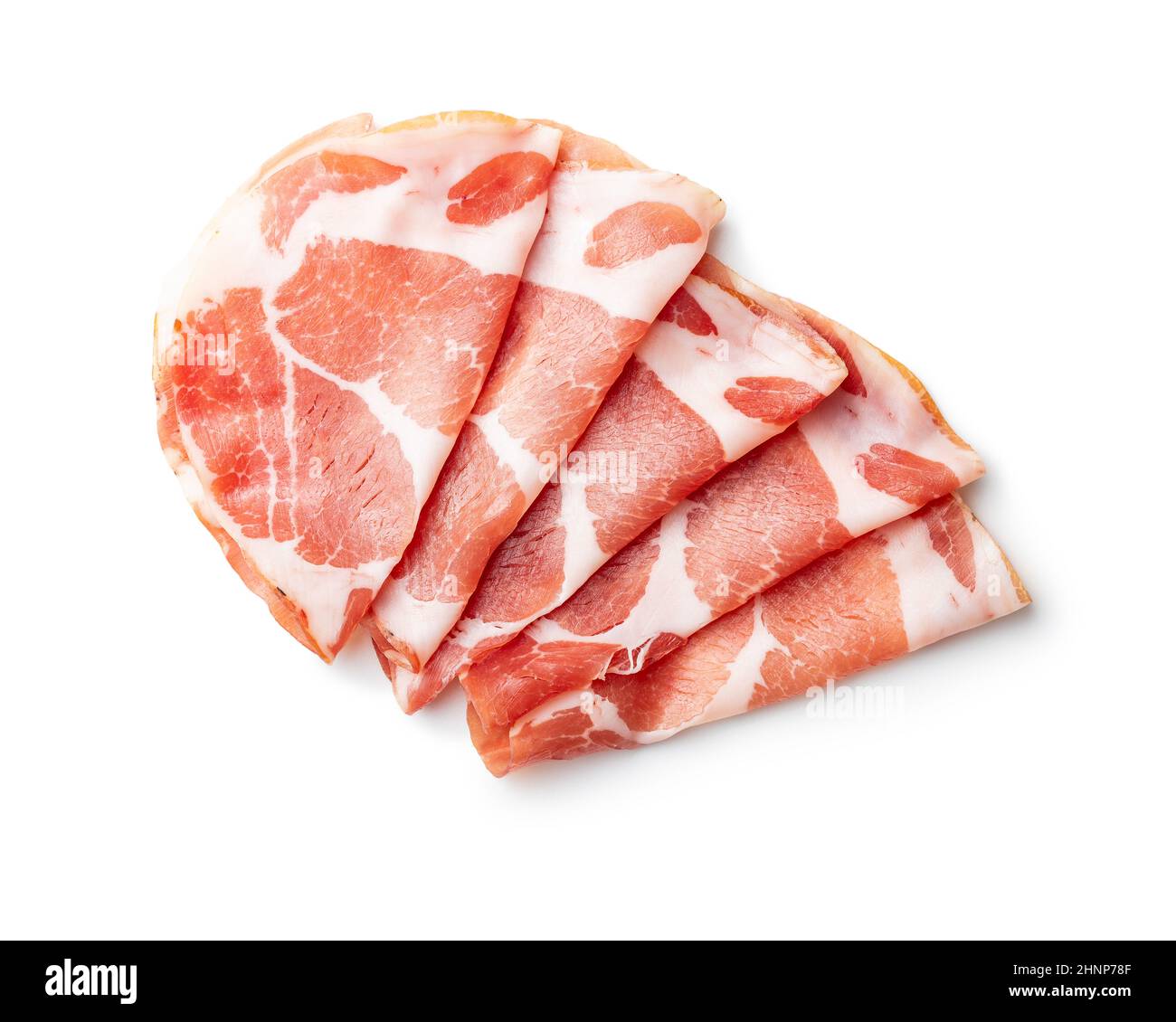 Italian dried ham. Coppa Stagionata isolated on a white background ...