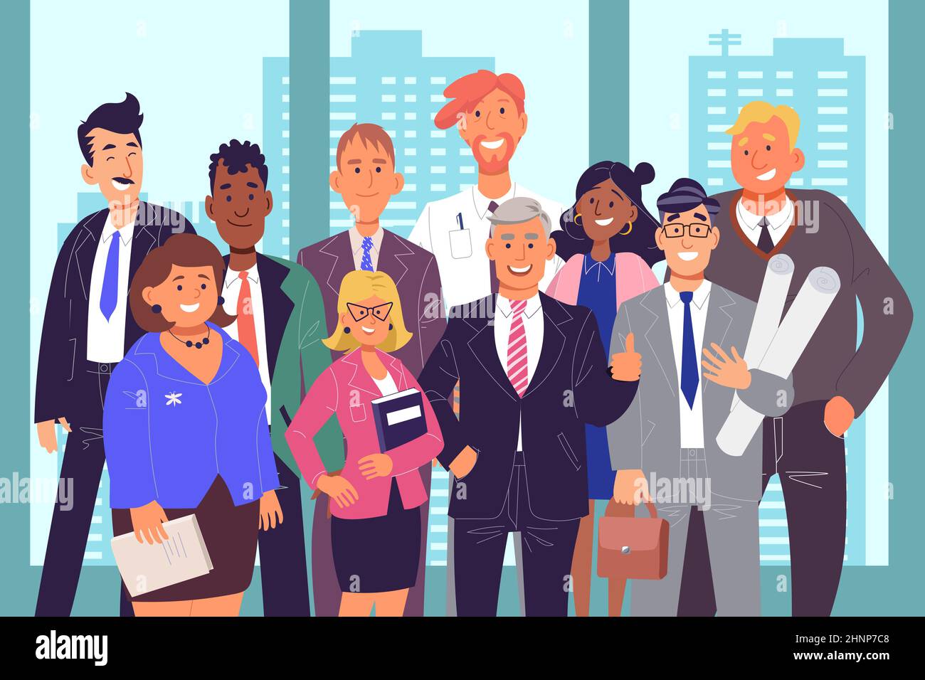 Group of coworkers, teamwork concept. Office workers posing for photo ...