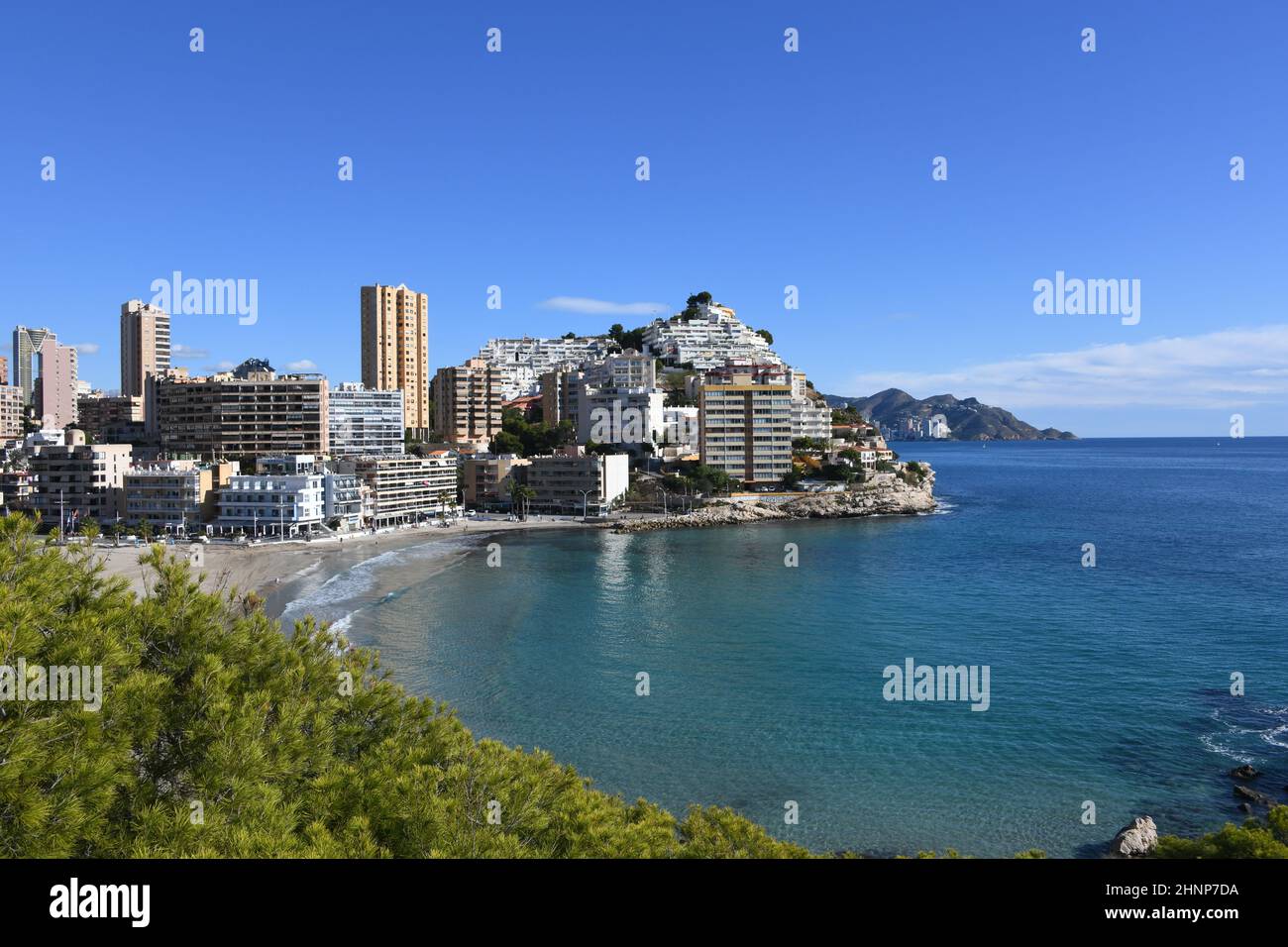 the skyline, house facades of Benidorm – Cala Finestrat -, Alicante ...