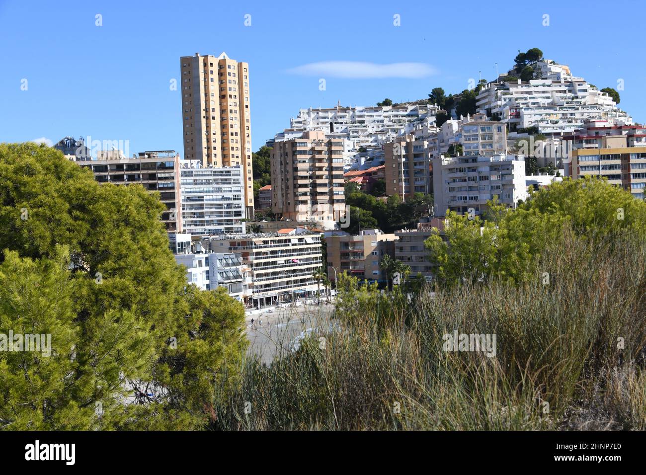 the skyline, house facades of Benidorm – Cala Finestrat -, Alicante ...