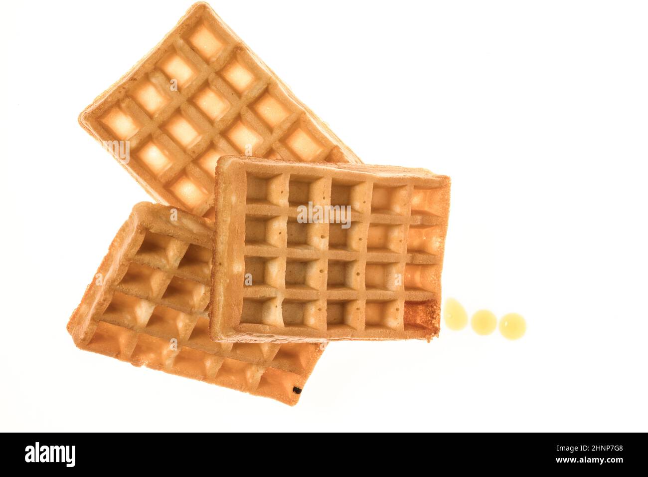 Waffle and maple syrup, close up food representation Stock Photo - Alamy