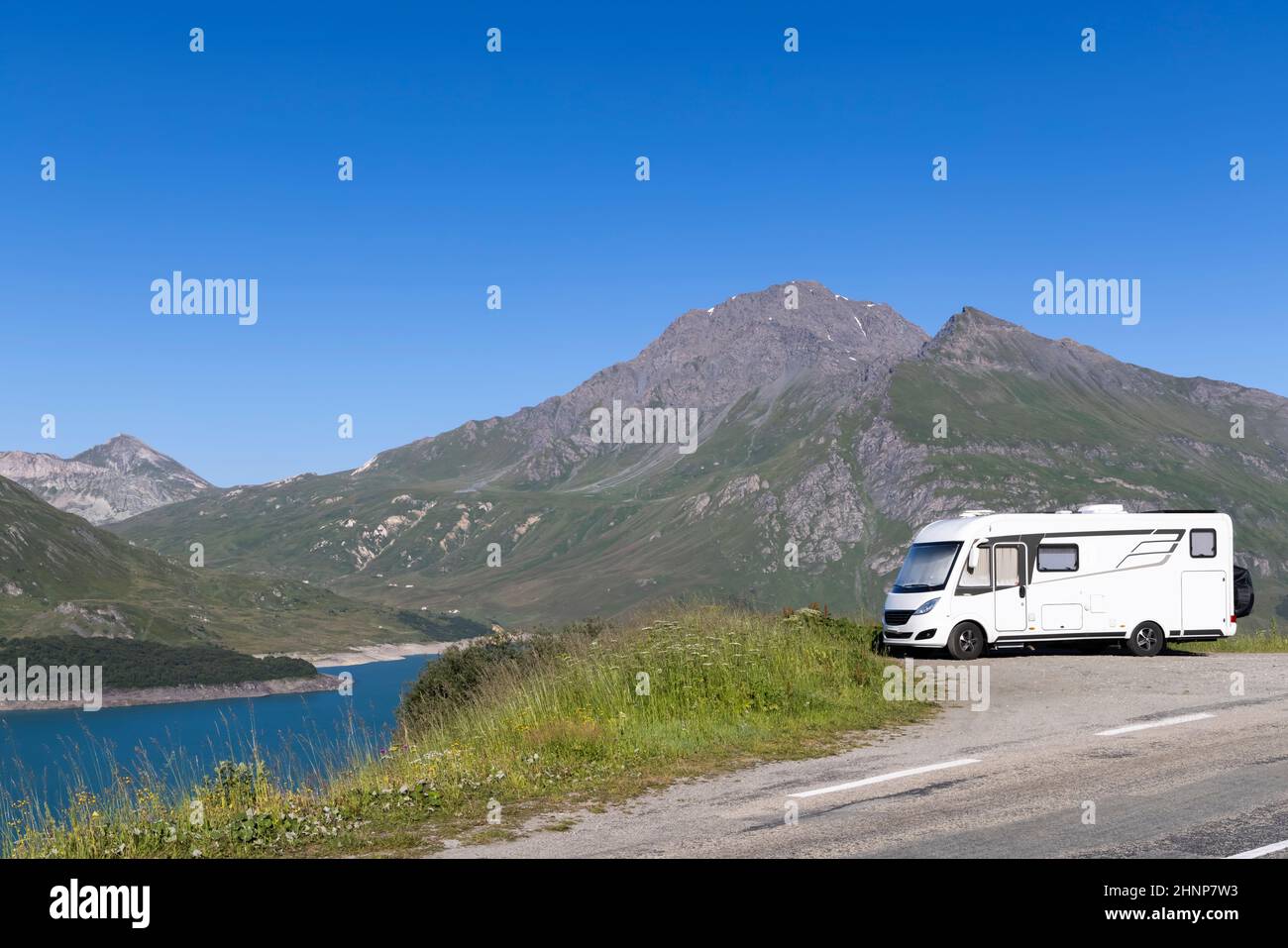 Lake (Lac du Mont Cenis) near Col du Mont Cenis, Savoie, France Stock ...