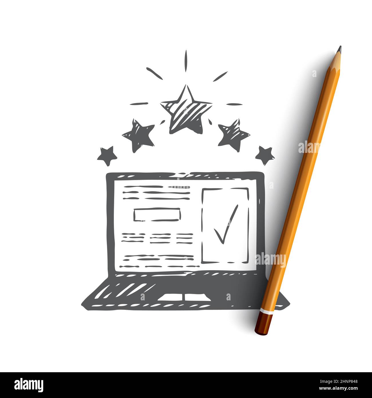 Review, check, rating, vote, opinion concept. Hand drawn review and ...