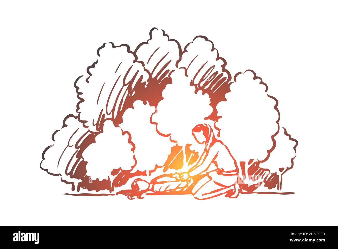 First, aid, emergency, accident, help concept. Hand drawn woman ...