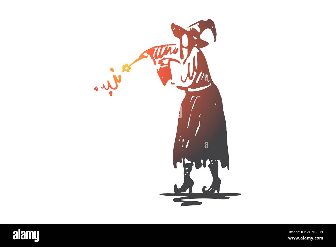 Witch, magic, Halloween, holiday, hat concept. Hand drawn Halloween ...