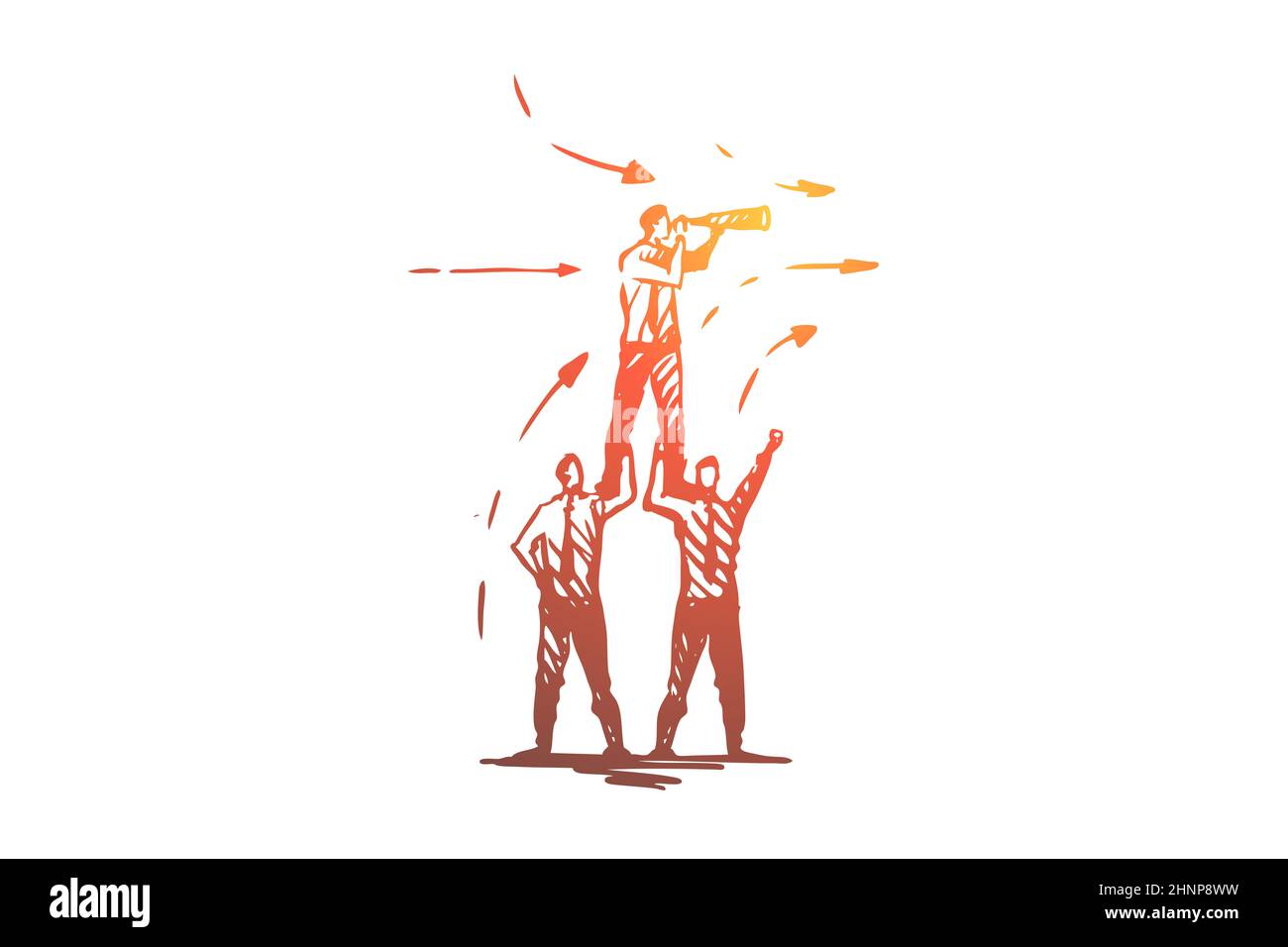 Teamwork, company, project, leadership concept. Hand drawn business ...