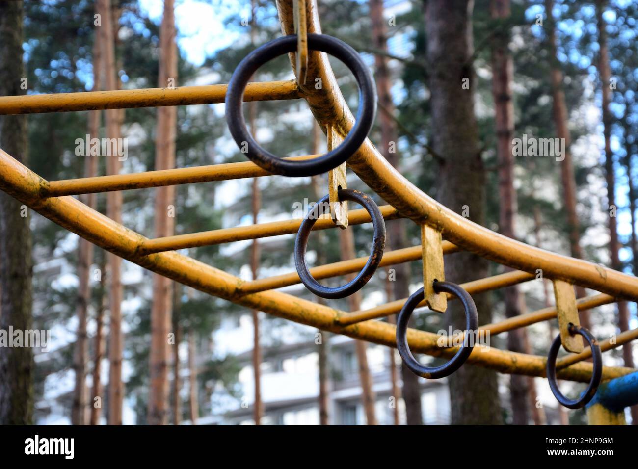 Details of a children's sports playground - a ladder and sports ...