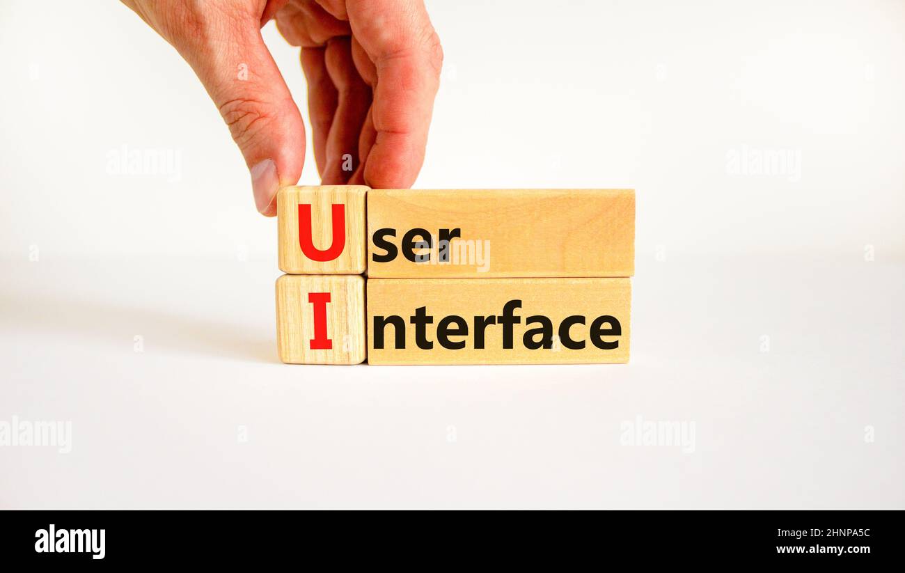 UI user interface symbol. Concept words UI user interface on wooden ...