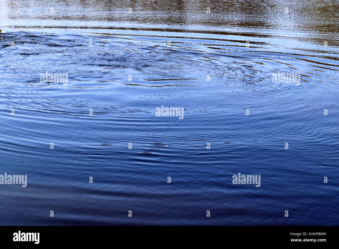 Detailed close up view on water surfaces with waves and ripples and the ...