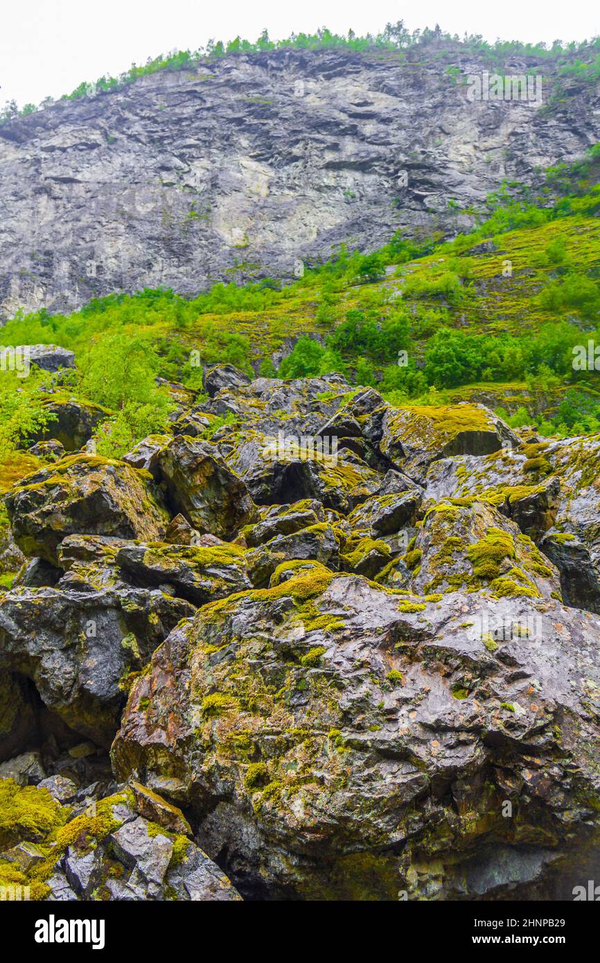 Mountain cliffs rocks boulders in Utladalen Øvre Årdal Norway. Most ...