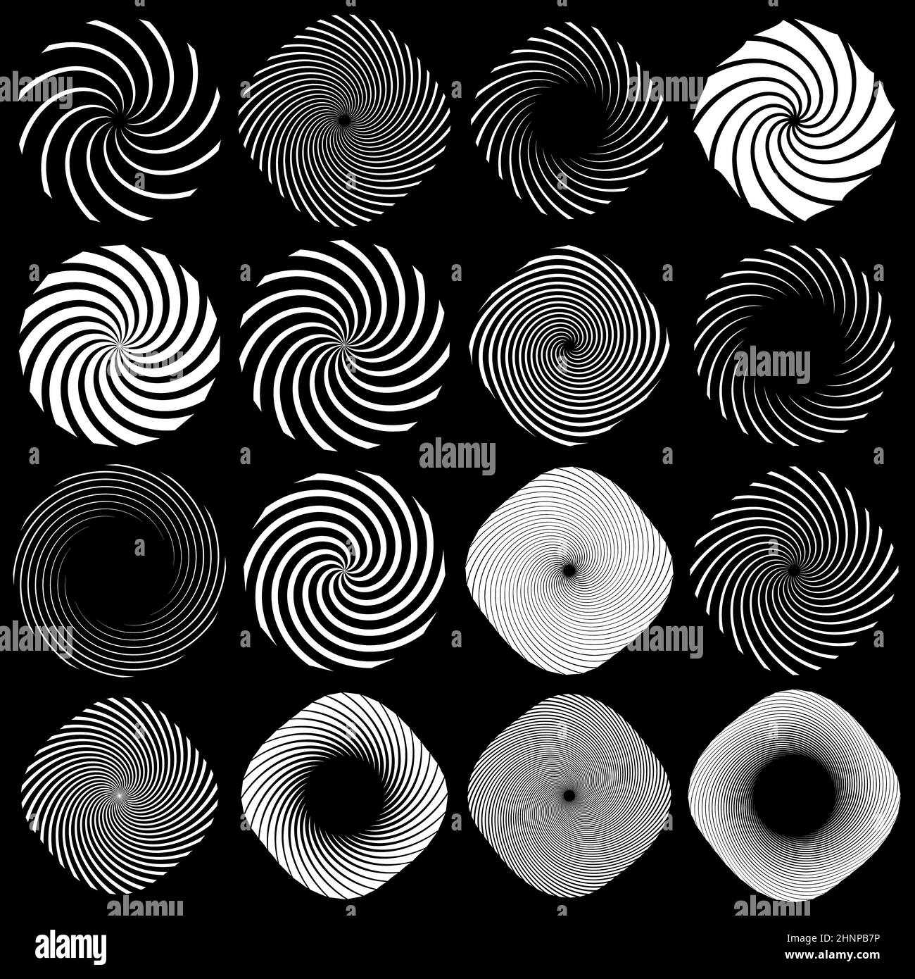 Twist, whirlwind, whirlpool elements. Vortex, volute element set ...