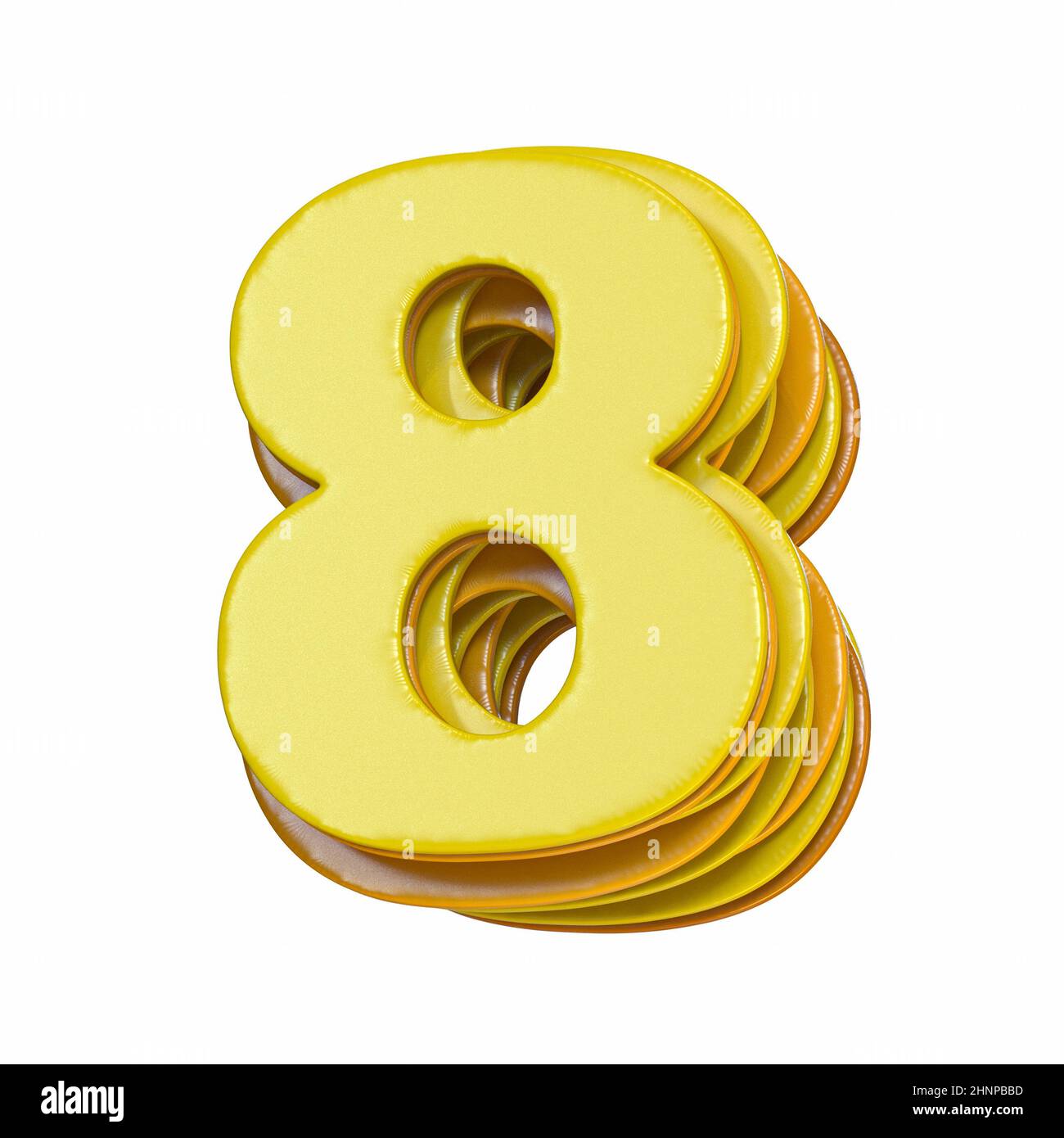 Yellow font Number 8 EIGHT 3D render illustration isolated on white ...