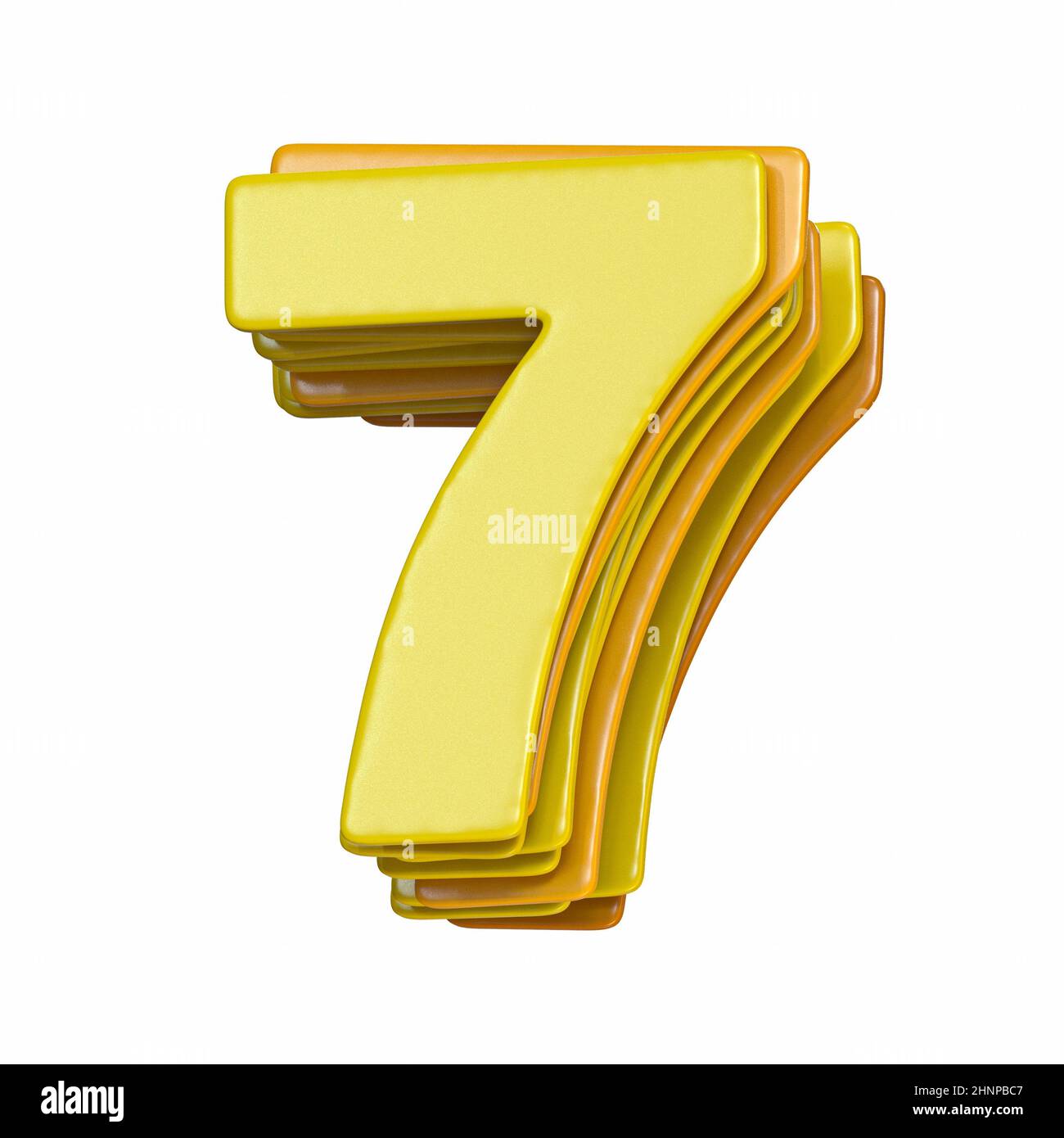 Yellow font Number 7 SEVEN 3D render illustration isolated on white ...