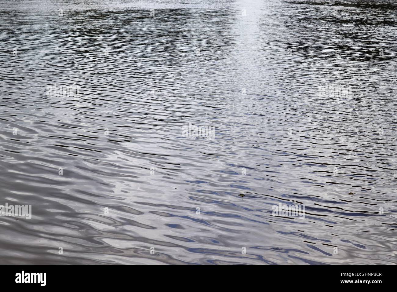 Detailed close up view on water surfaces with waves and ripples and the ...