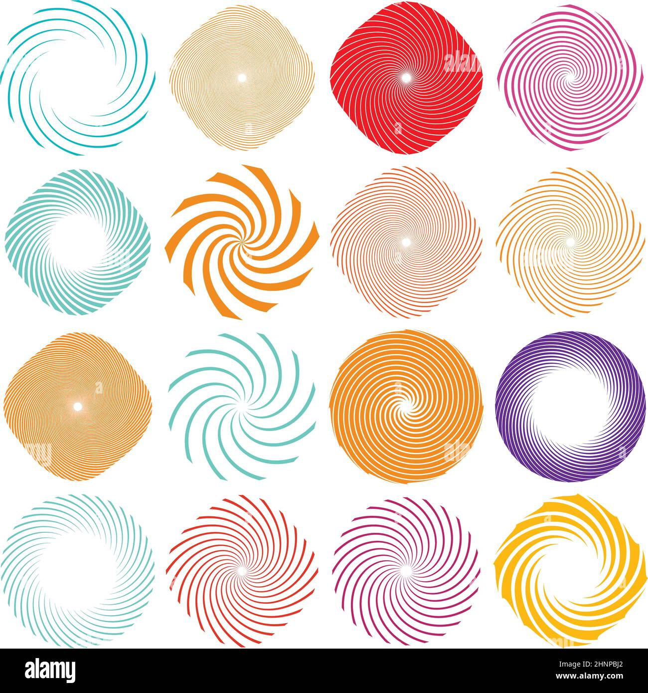 Twist, whirlwind, whirlpool elements. Vortex, volute element set ...