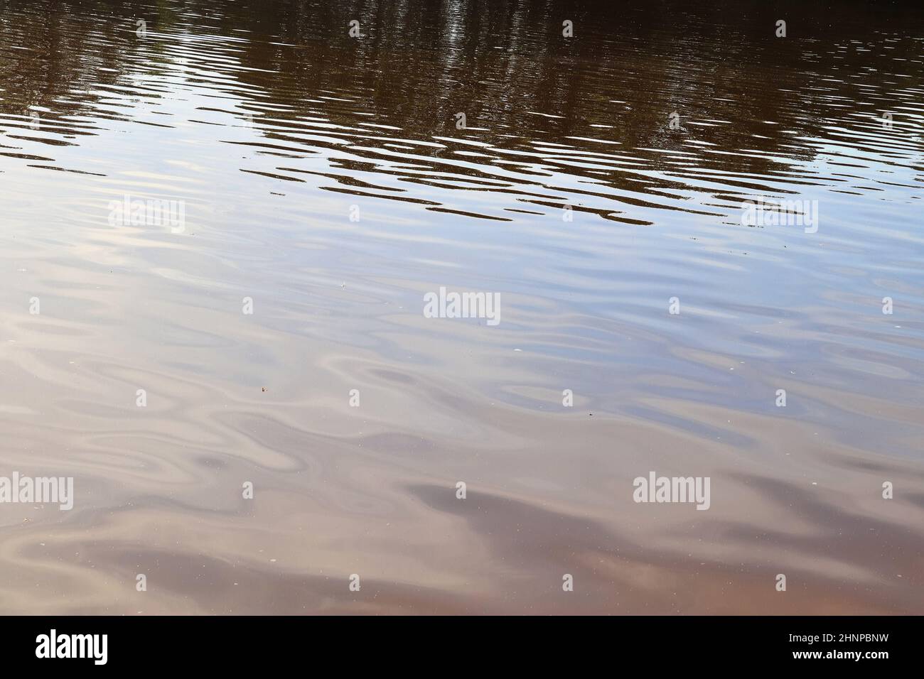 Detailed close up view on water surfaces with waves and ripples and the ...