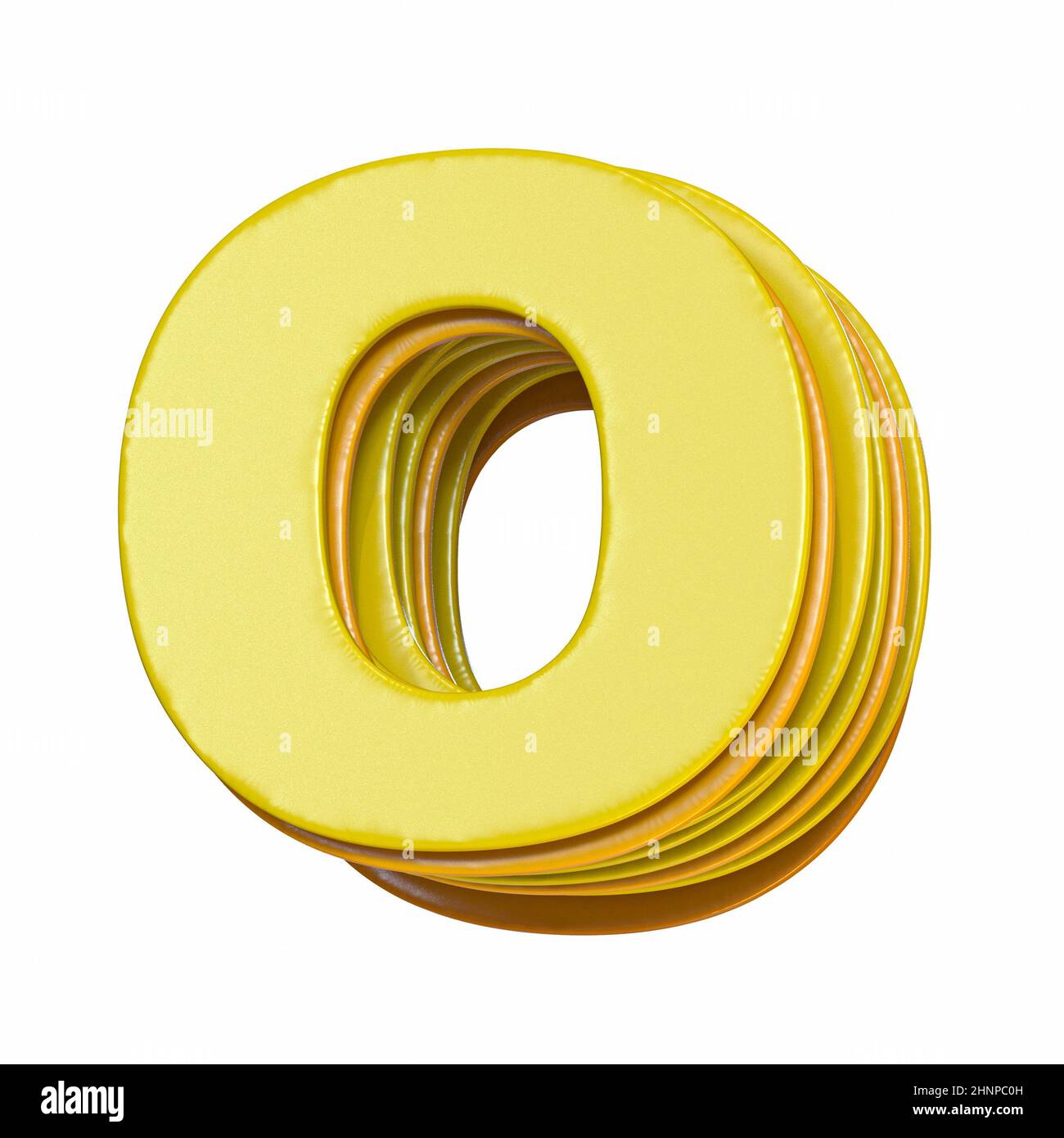 Yellow font Letter O 3D render illustration isolated on white ...