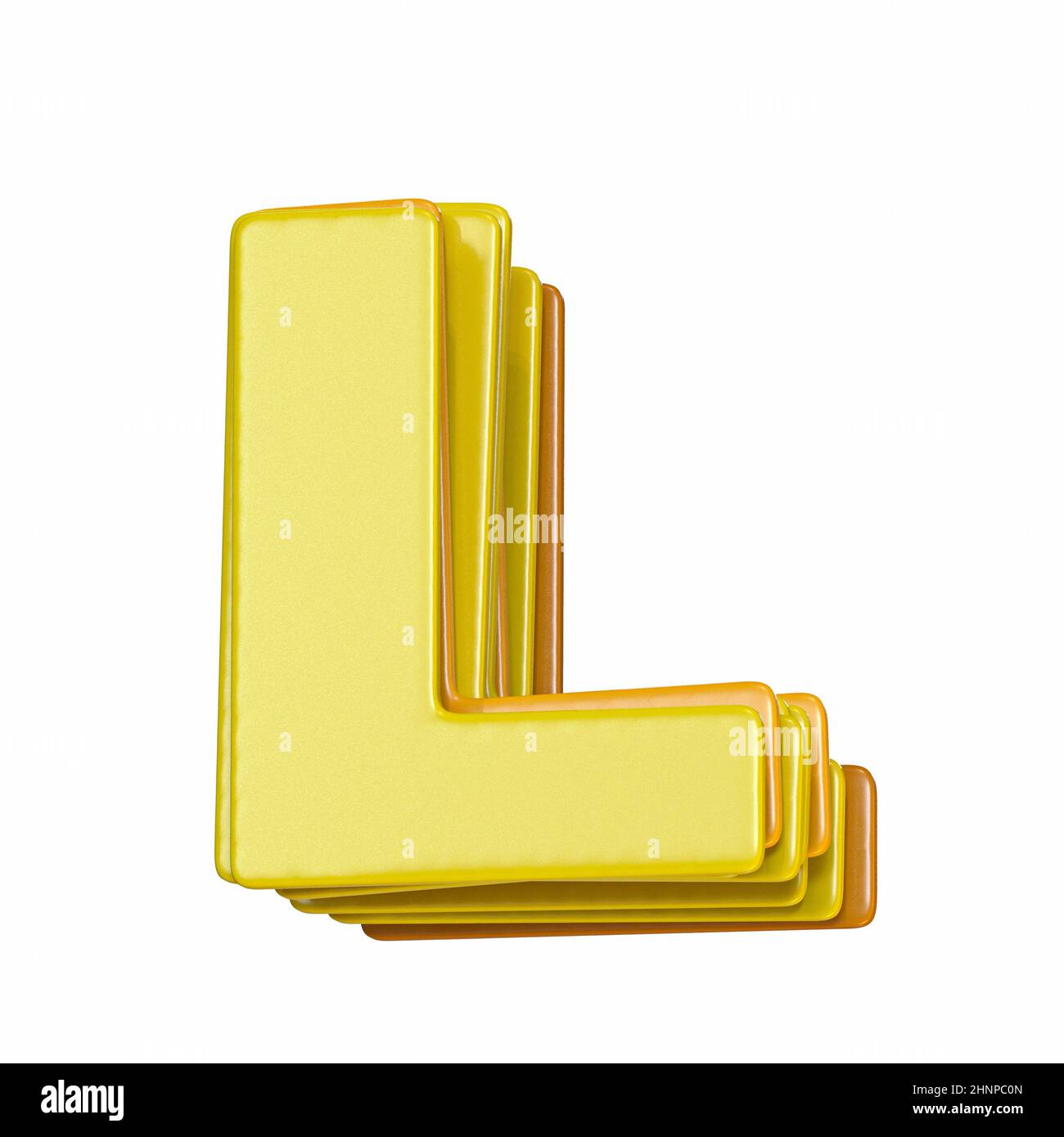 Yellow font Letter L 3D render illustration isolated on white ...