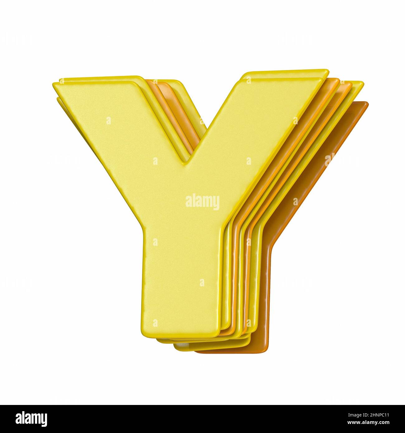 Yellow font Letter Y 3D render illustration isolated on white ...