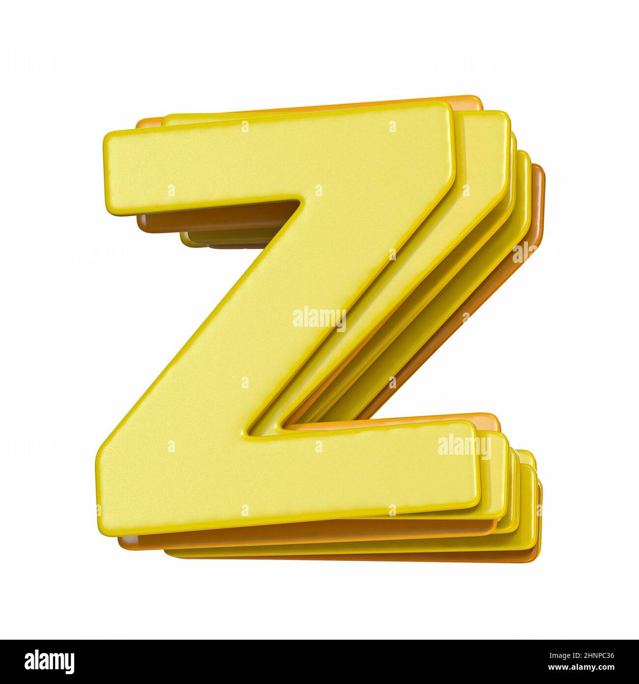 Yellow font Letter Z 3D render illustration isolated on white ...