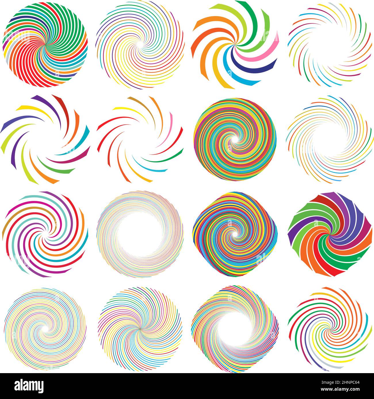 Twist, whirlwind, whirlpool elements. Vortex, volute element set ...