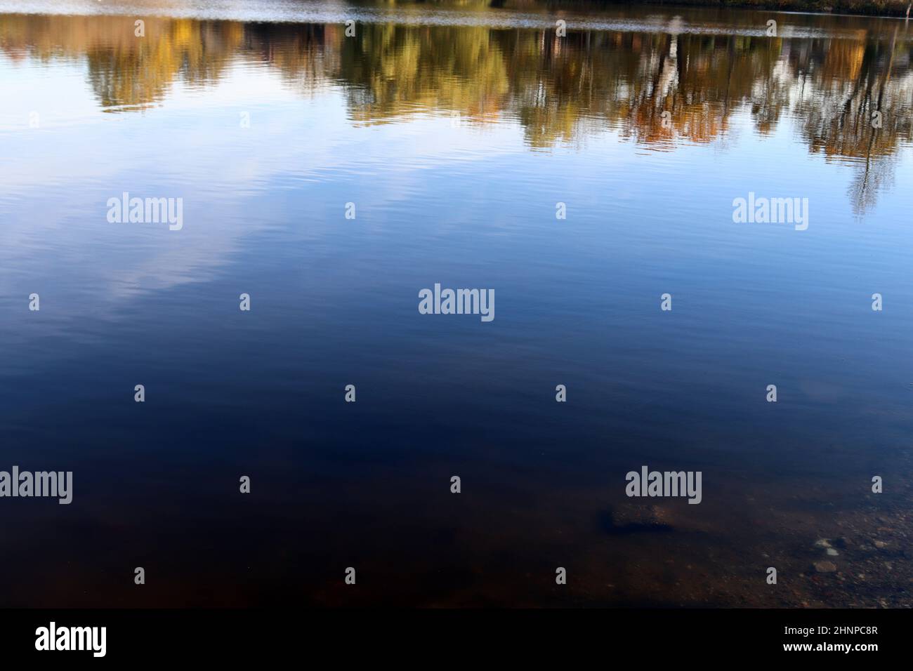 Detailed close up view on water surfaces with waves and ripples and the ...