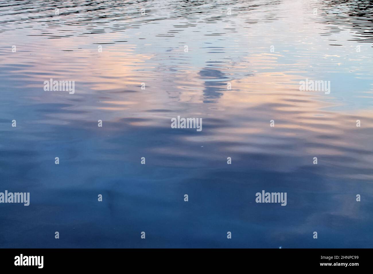 Detailed close up view on water surfaces with waves and ripples and the ...