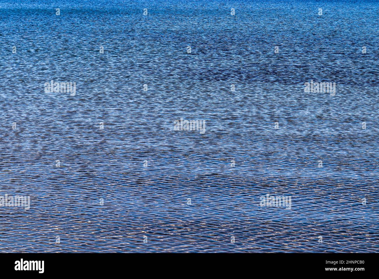 Detailed close up view on water surfaces with waves and ripples and the ...