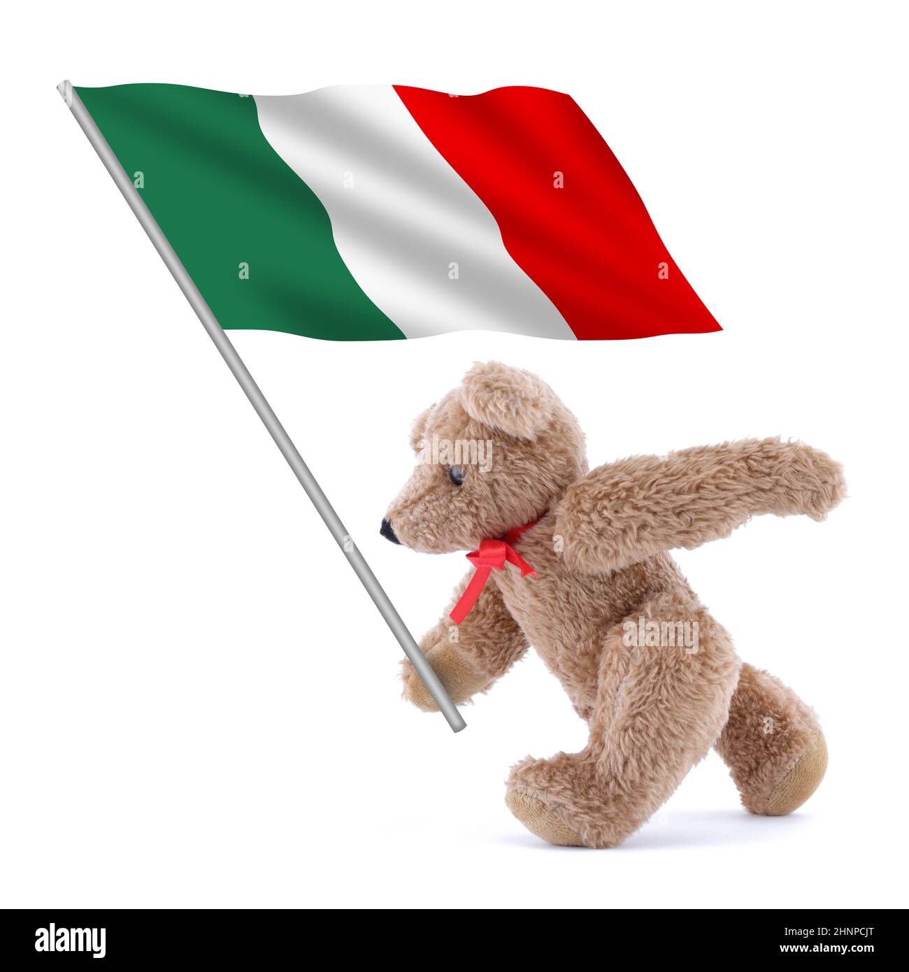 An Italy flag being carried by a cute teddy bear Stock Photo - Alamy