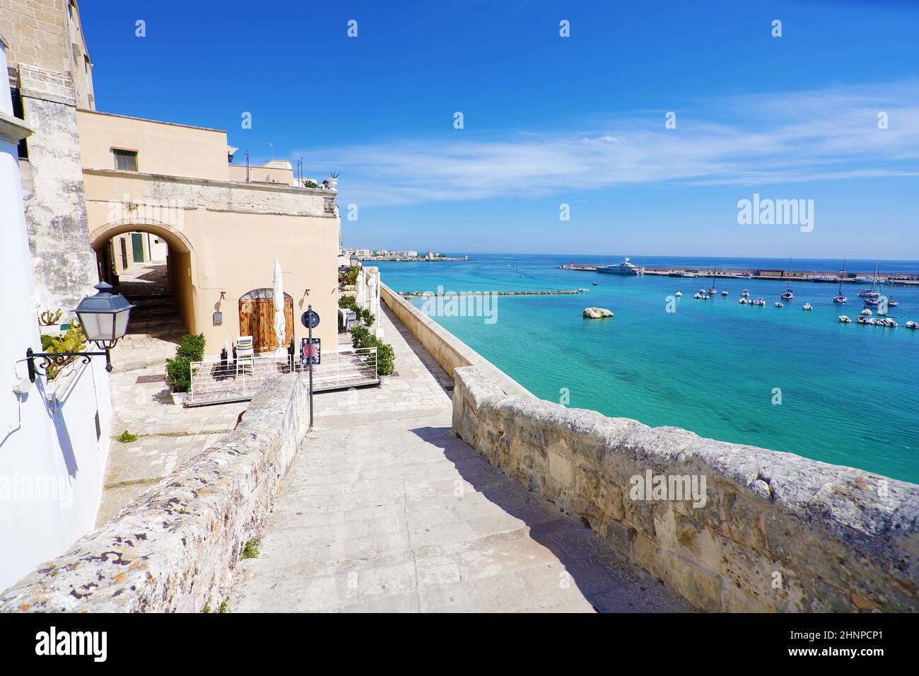 Beautiful view of Otranto historic town on Adriatic Sea, Puglia, Italy ...