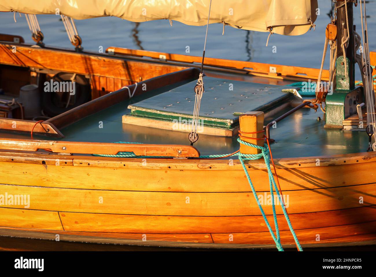 Details of a sailboat. A sailboat with a hull made of the finest ...
