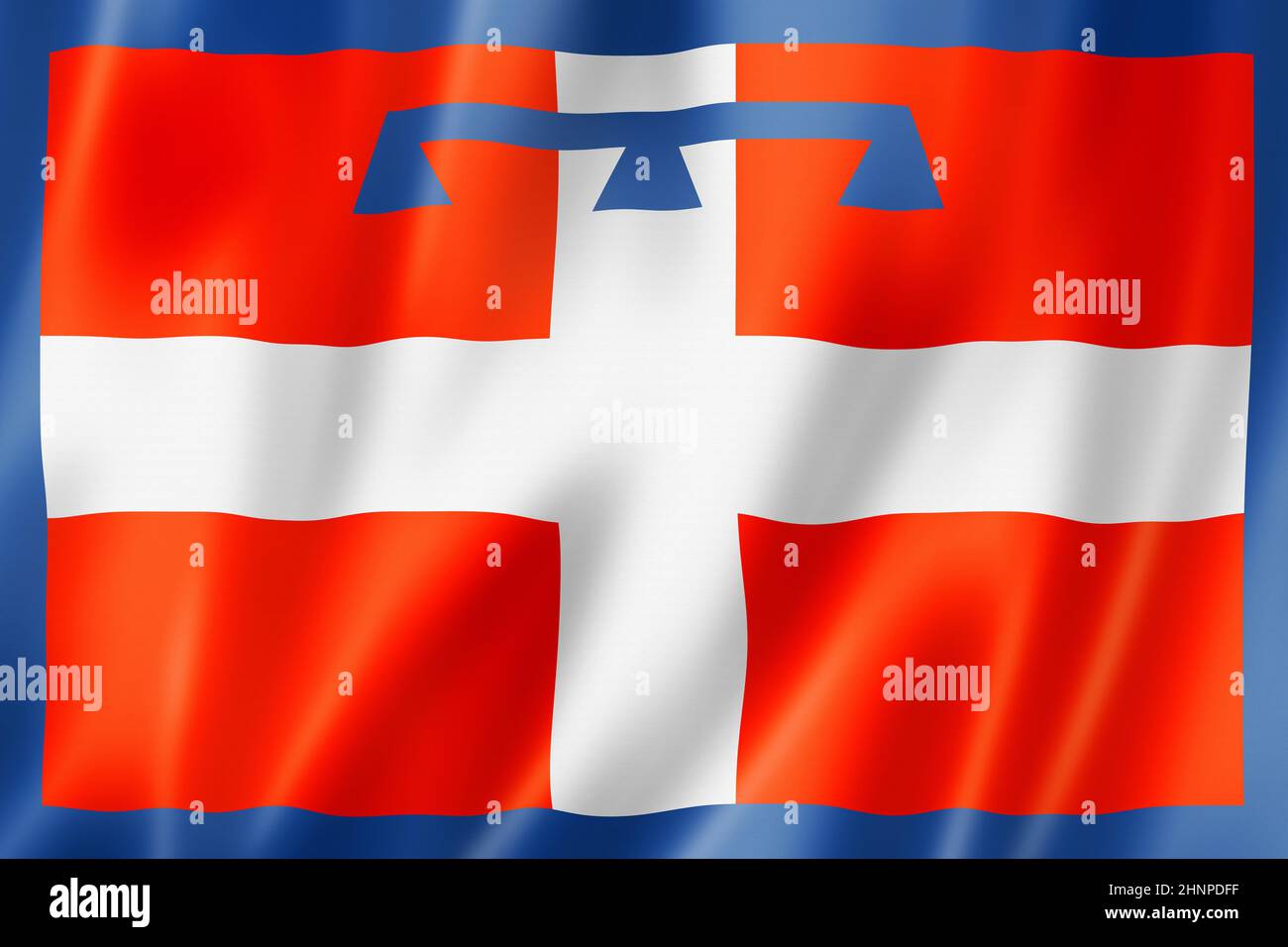 Piedmont region flag, Italy waving banner collection. 3D illustration ...