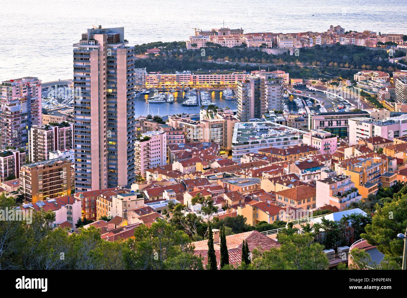 Monaco and Monte Carlo cityscape view from above, Principality of ...