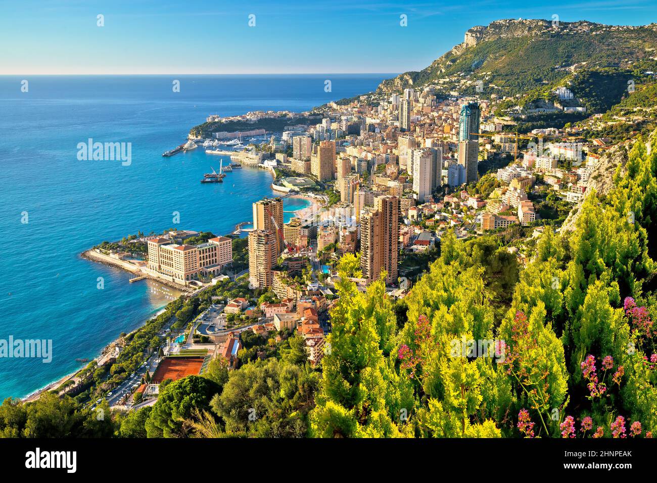 Monaco cityscape and coastline colorful nature of Cote d'Azur view ...