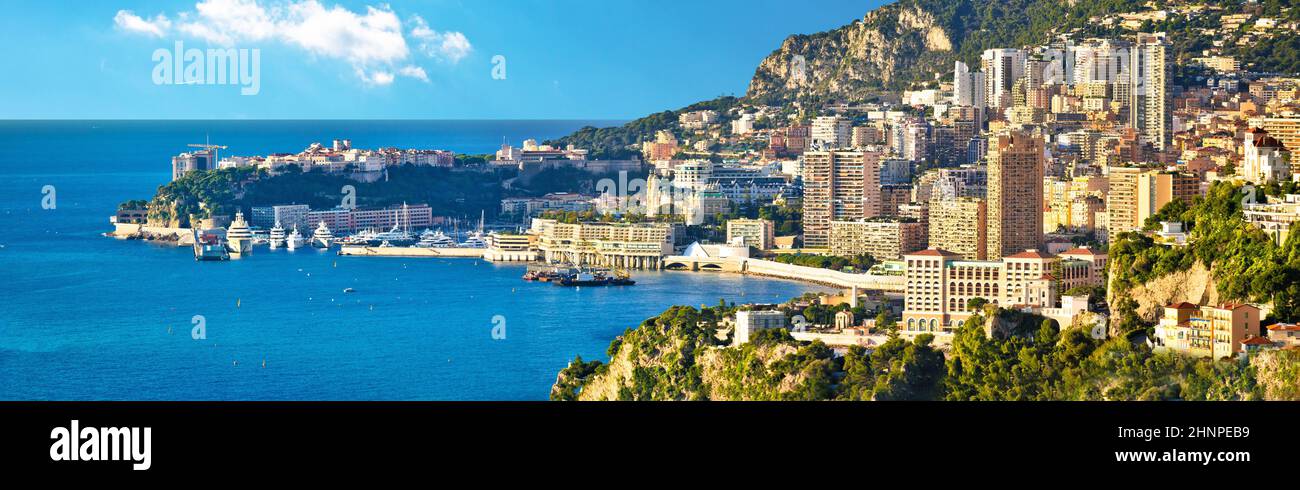 Monaco cityscape and coastline panoramic view, Cote d'Azur ...