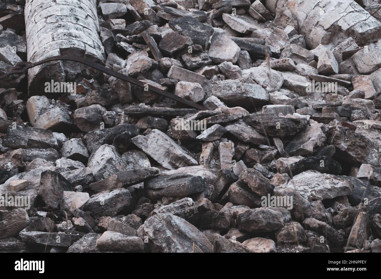 Pile of stones background. heap of rocks. ruins of destroyed buildings ...