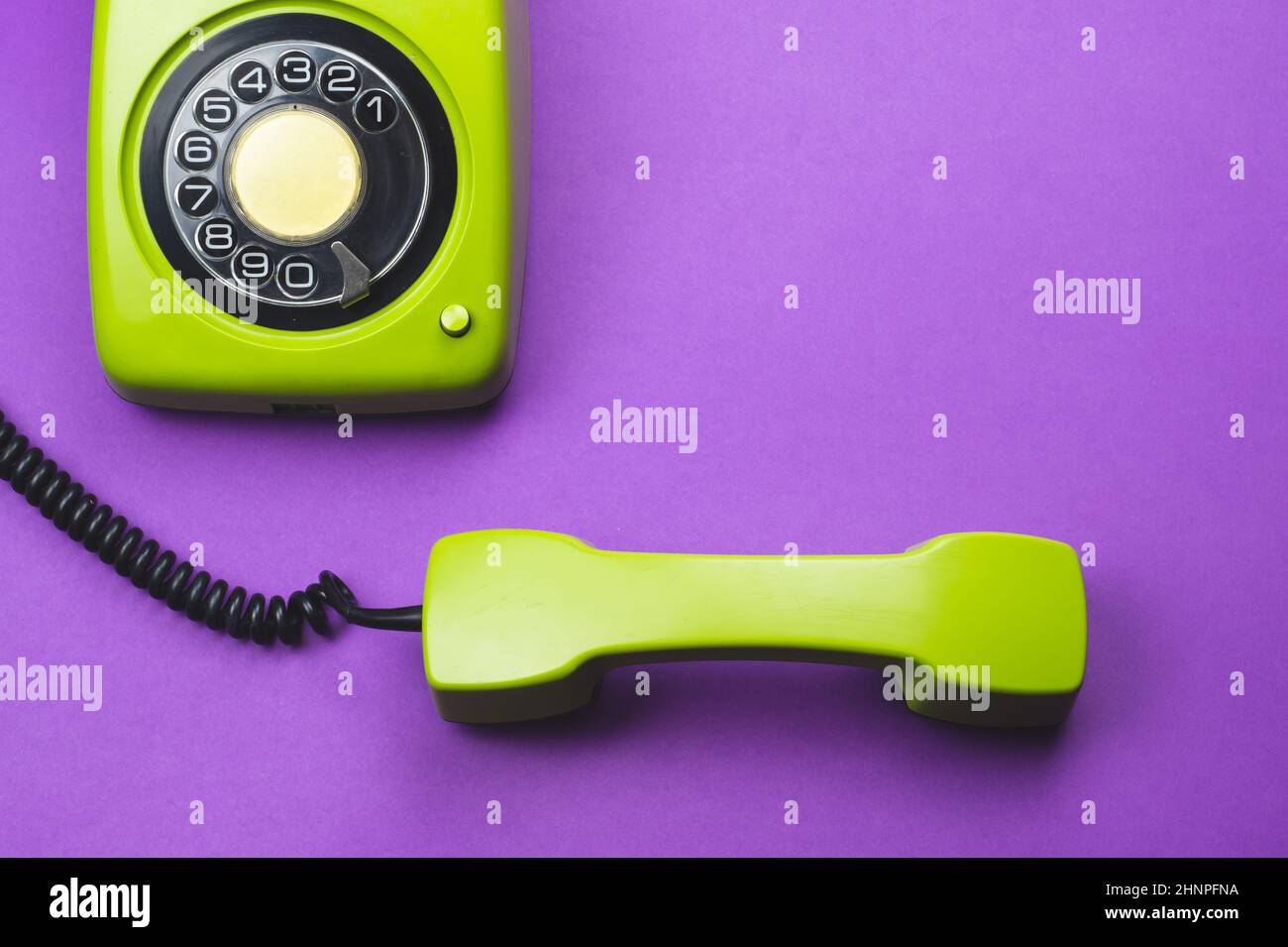 Classic phone with handset. vintage green telephone with phone receiver ...