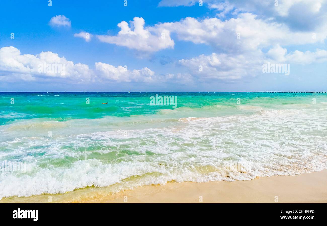 Tropical mexican beach landscape panorama with clear turquoise blue ...